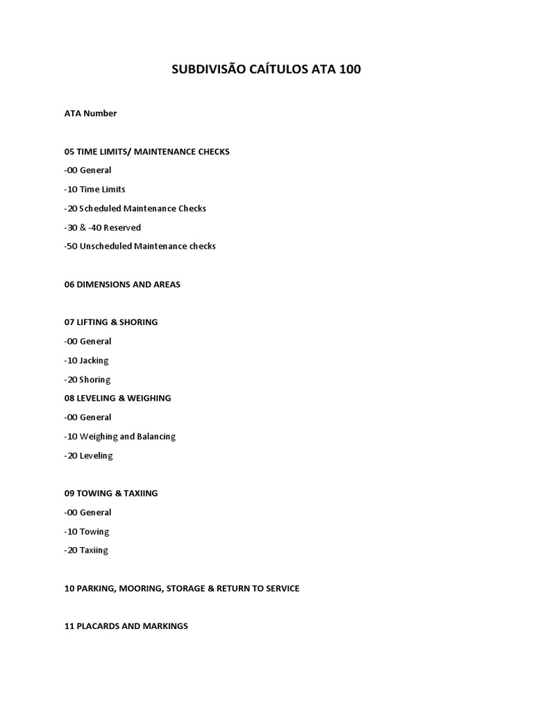 ATA 100 Chapter Breakdown | PDF | Empennage | Helicopter Rotor