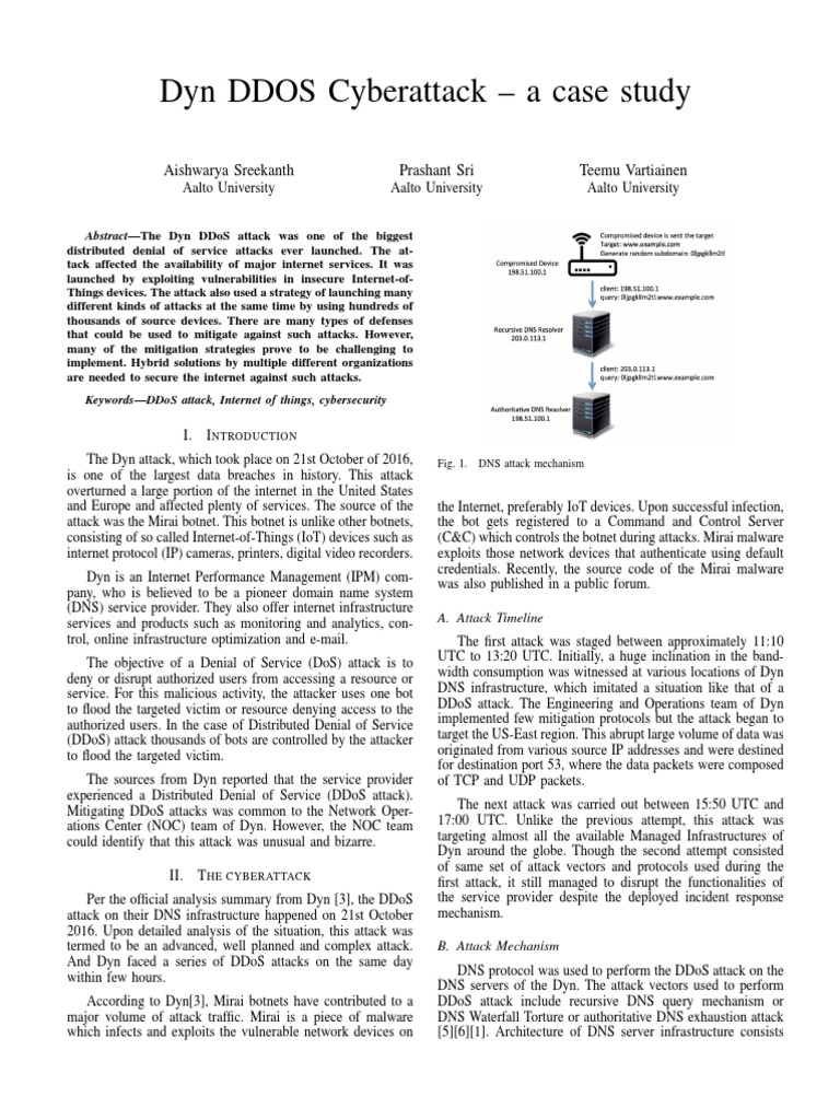 Dyn DDOS Cyberattack | PDF | Denial Of Service Attack | Domain Name System