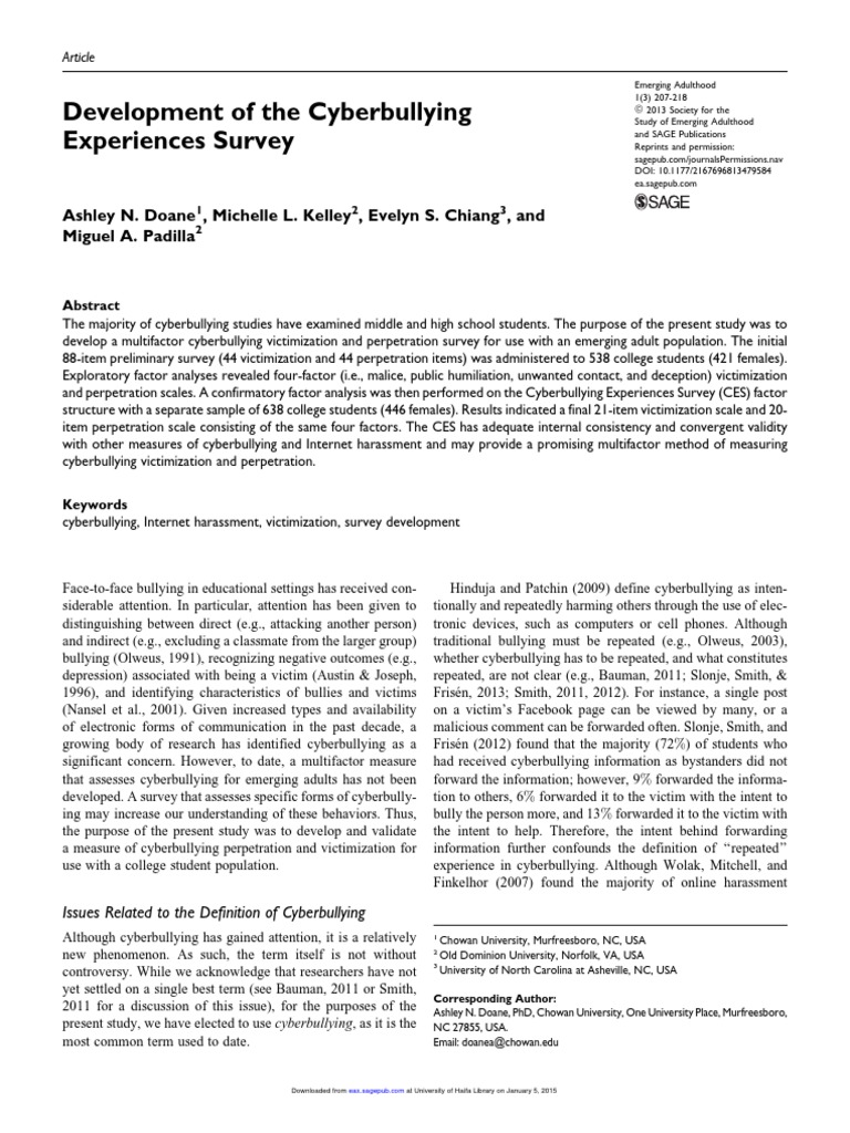 Development of The Cyberbullying Experiences Survey | PDF ...