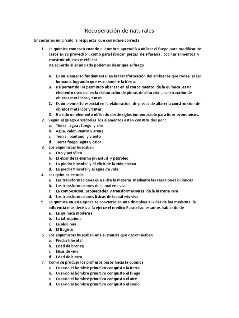 Encerrar en Un Círculo La Respuesta Que Considere Correcta | PDF ...