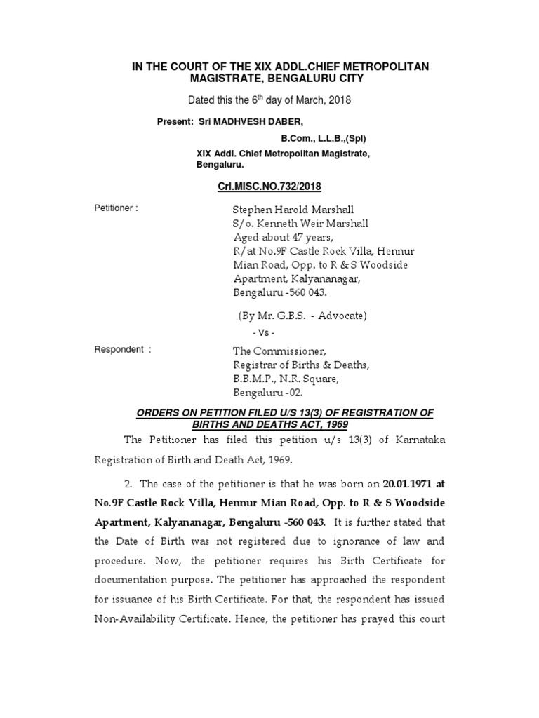 In The Court of The Xix Addl - Chief Metropolitan Magistrate, Bengaluru ...