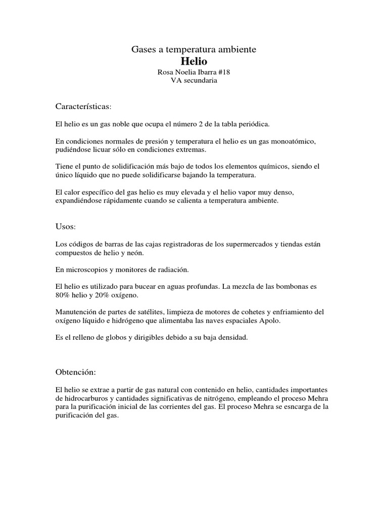 Helio y Sus Usos | PDF