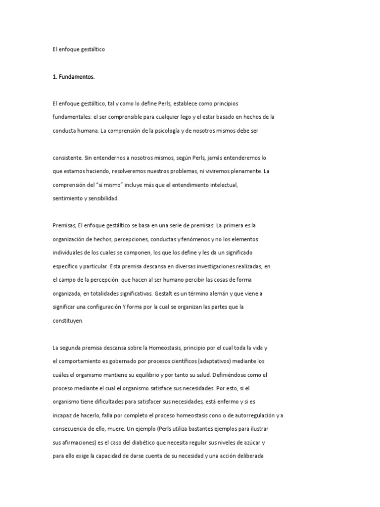 El Enfoque Gestáltico | PDF | Neurosis | Terapia Gestalt