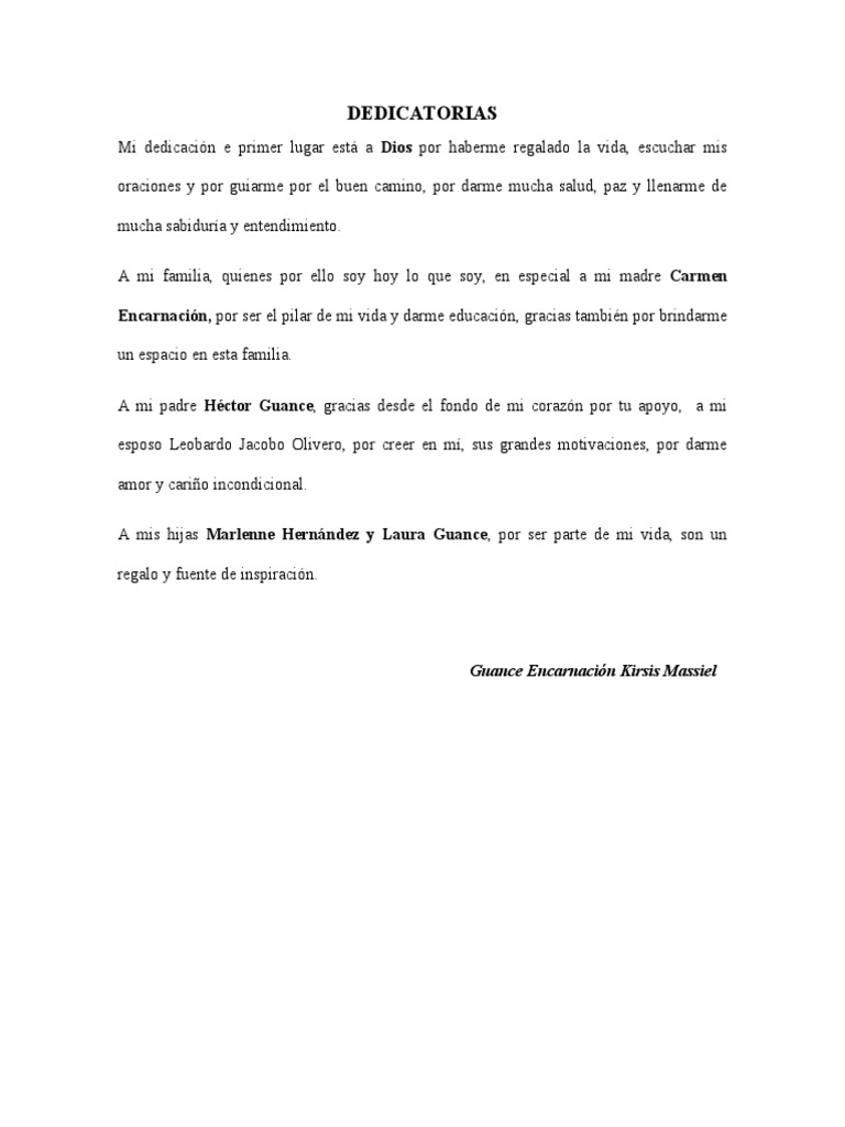 DEDICATORIAS Modelo | PDF | Amor