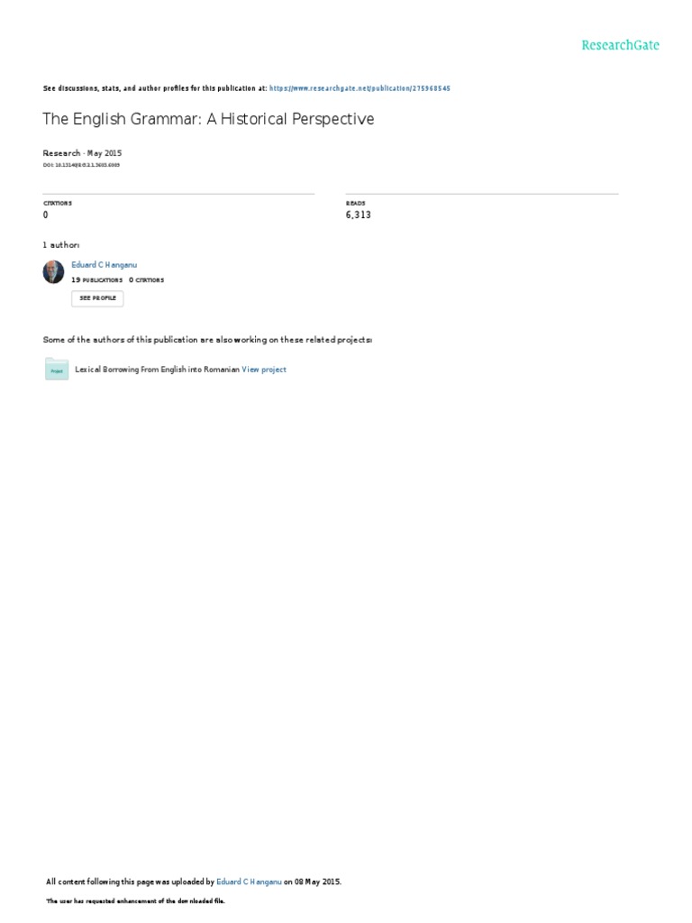 The English Grammar - A Historical Perspective | Download Free PDF ...