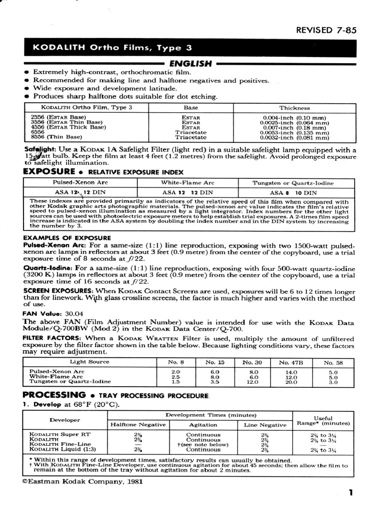 Kodalith Type 3 | PDF