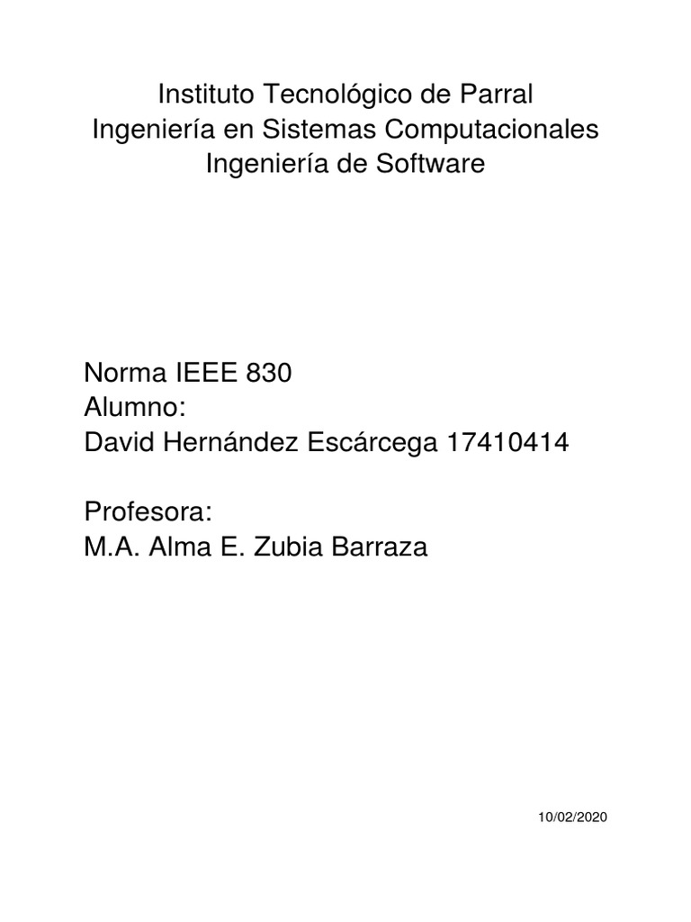 Norma Ieee 830 Pdf Pdf Ingeniería De Software Software