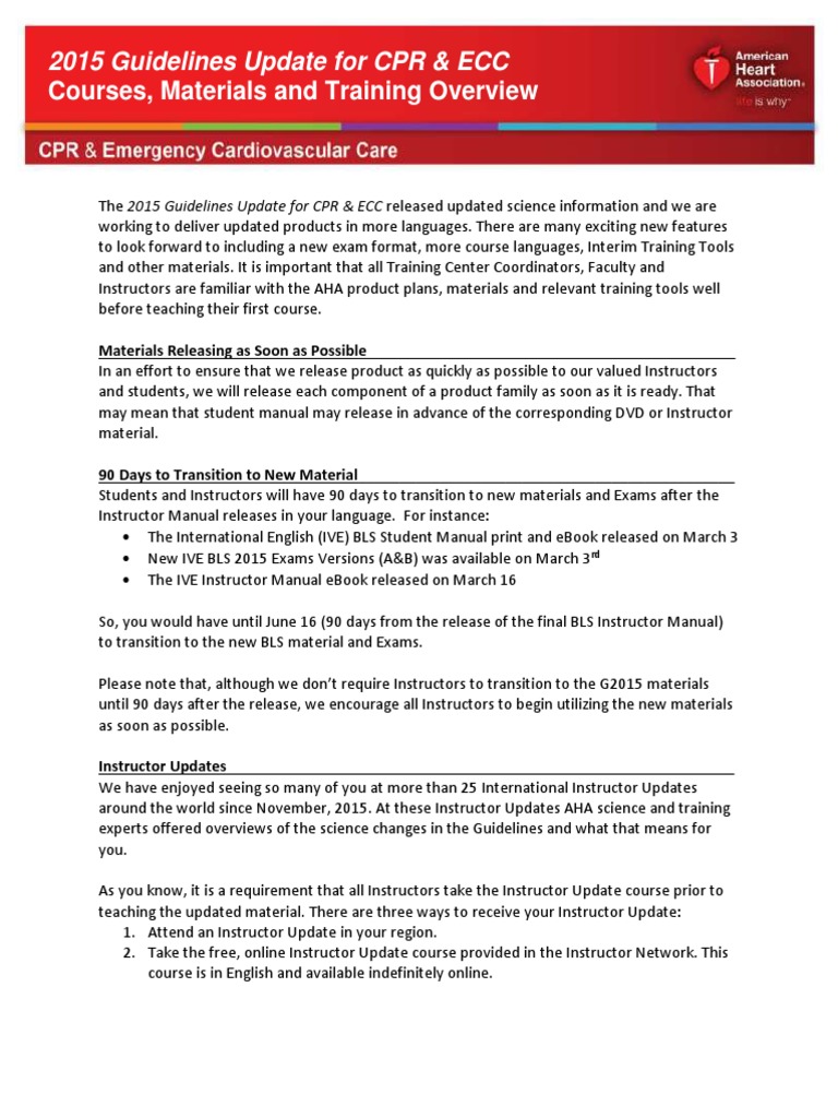 Courses, Materials and Training Overview: 2015 Guidelines Update For ...