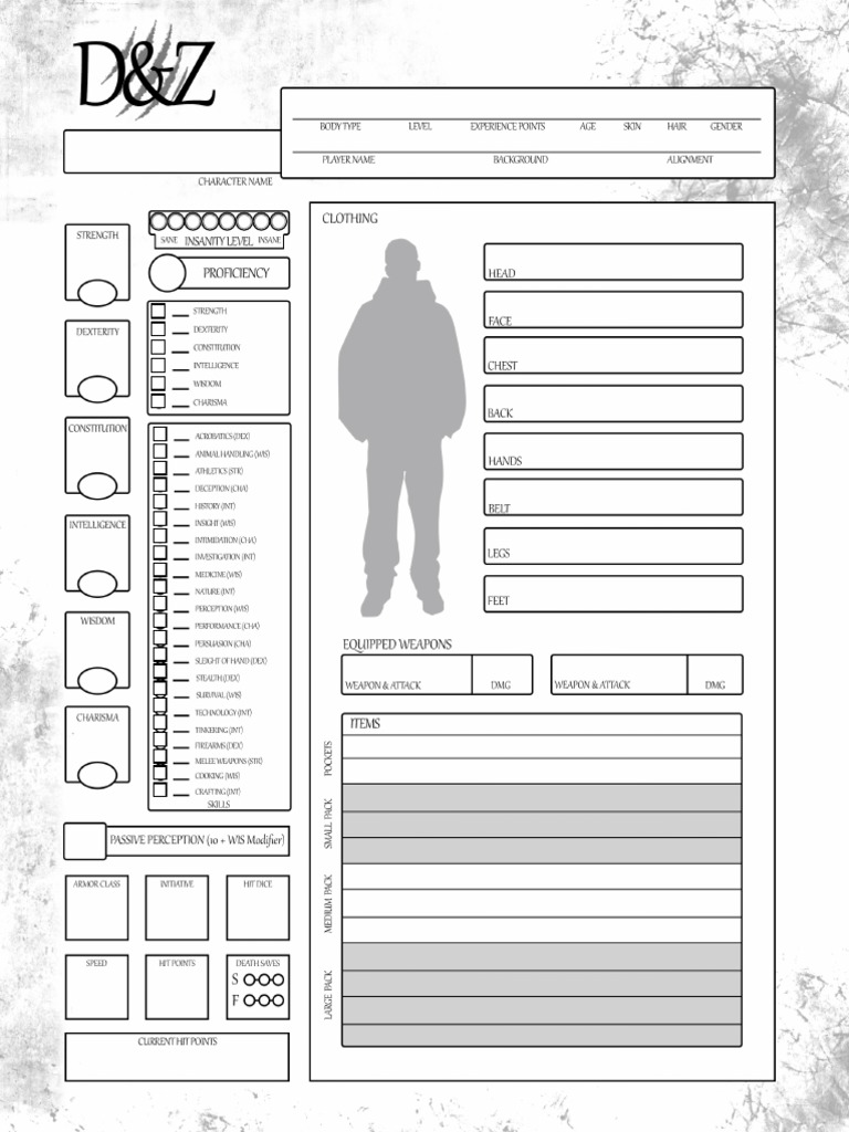 DNZ Fillable Character Sheet | PDF