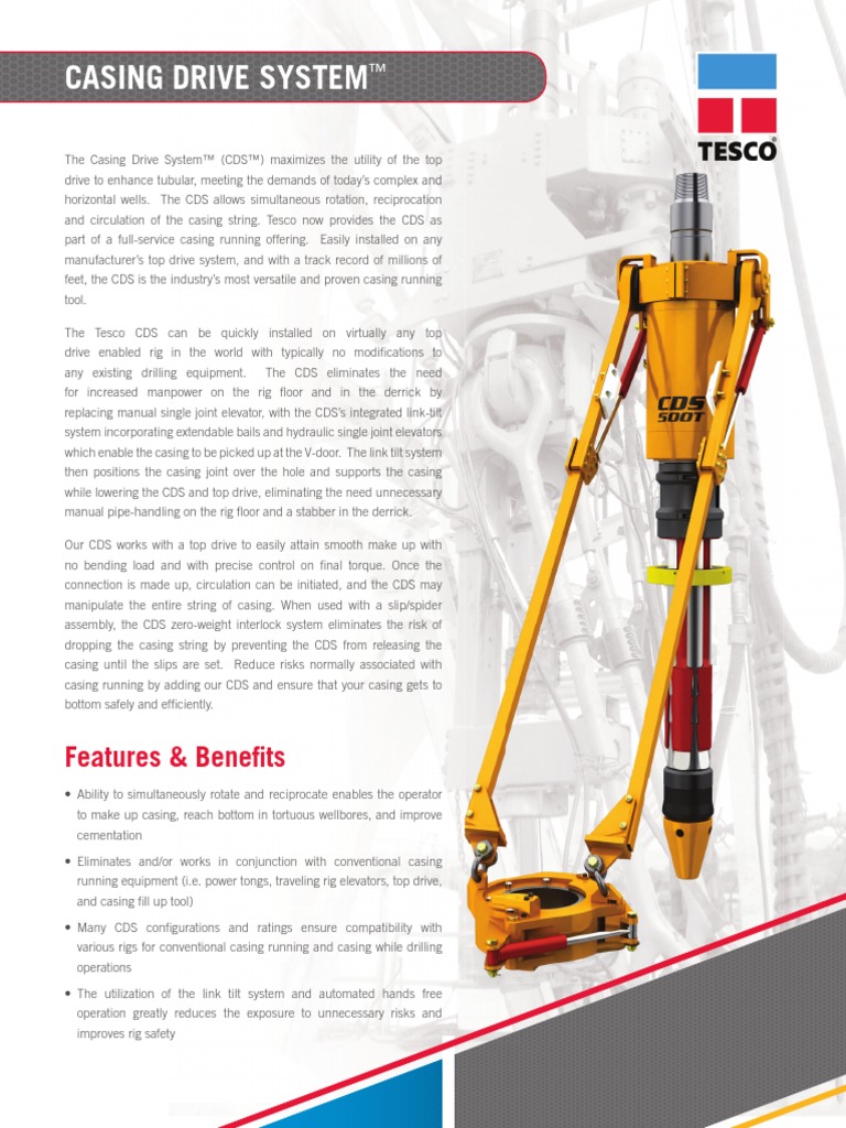Casing Drive System STD PDF | PDF | Casing (Borehole) | Drilling Rig
