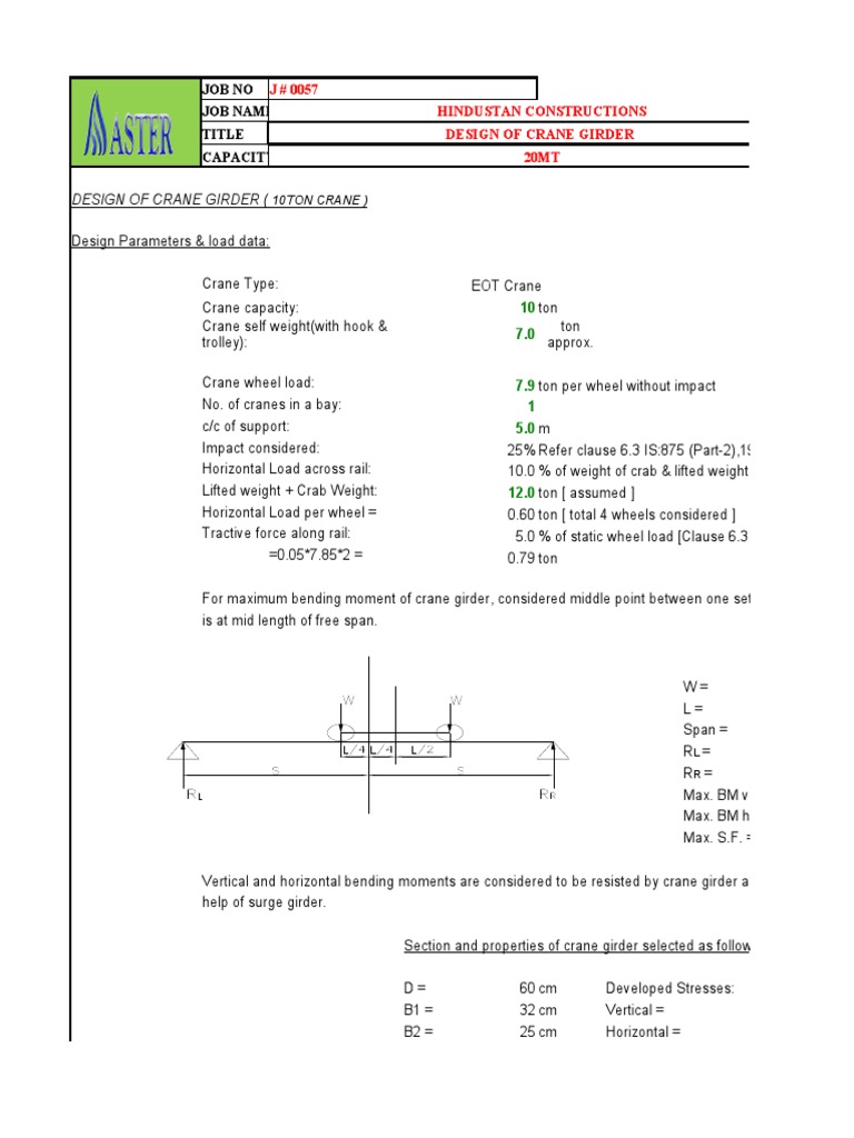 Crane Beam Design | Download Free PDF | Crane (Machine) | Bending