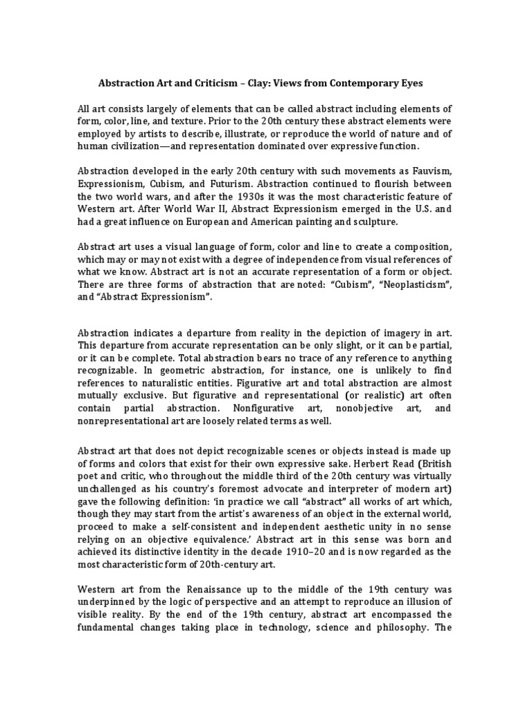 Abstraction Art and Criticism - Clay: Views From Contemporary Eyes ...
