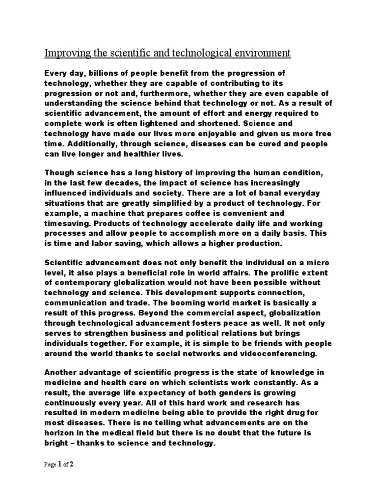 Improving The Scientific and Technological Environment | PDF | Science ...