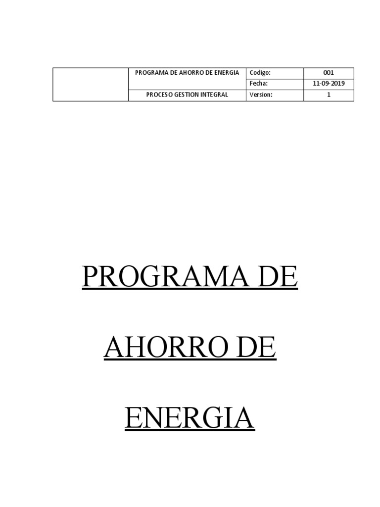 Programa de Ahorro de Energía Eficiente | PDF | Uso eficiente de ...