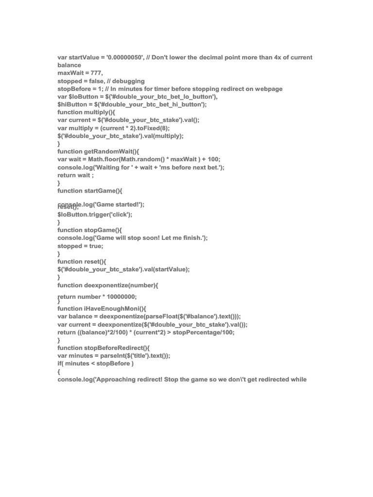 Doubling Bitcoin Bet Script: An automated script for doubling bets on a ...