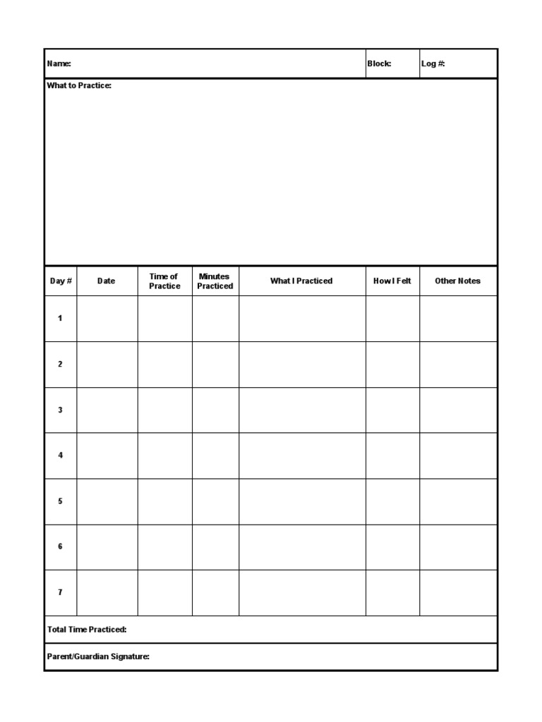 Practice Log PDF | PDF