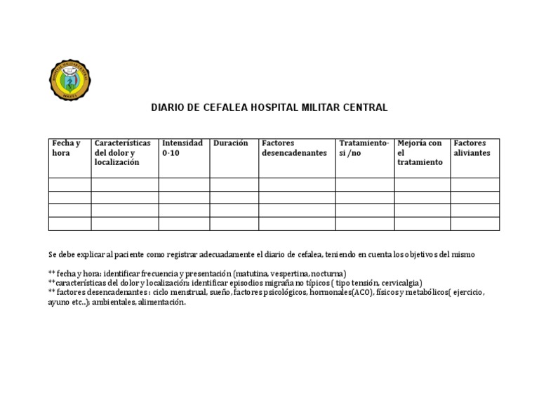 Diario de Cefalea HOMIC | PDF