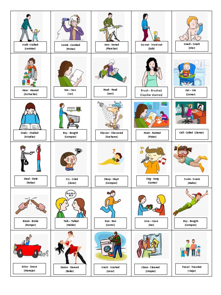 Loteria Verbos en Pasado Simple | PDF