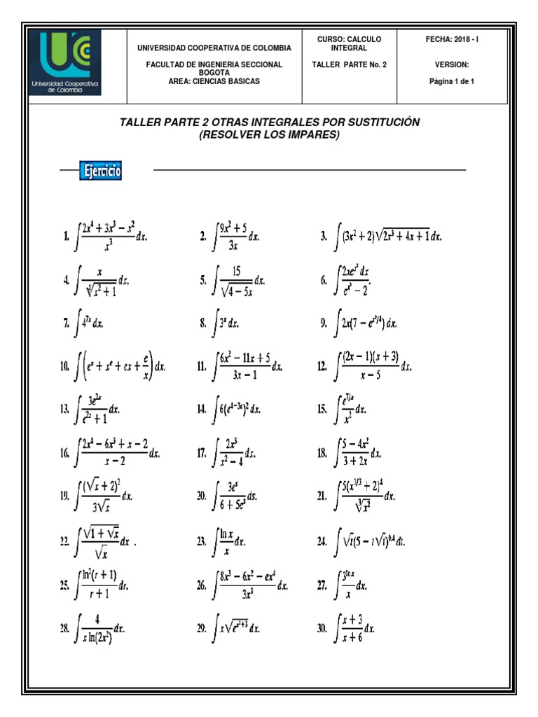 Taller Parte 2 Otras Integrales Por Sustitucion | PDF