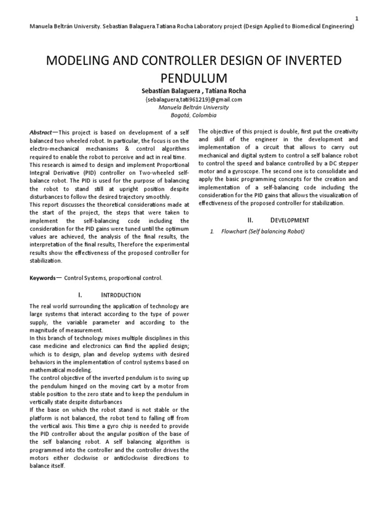 Self Balancing Robot | PDF | Control Theory | Gyroscope