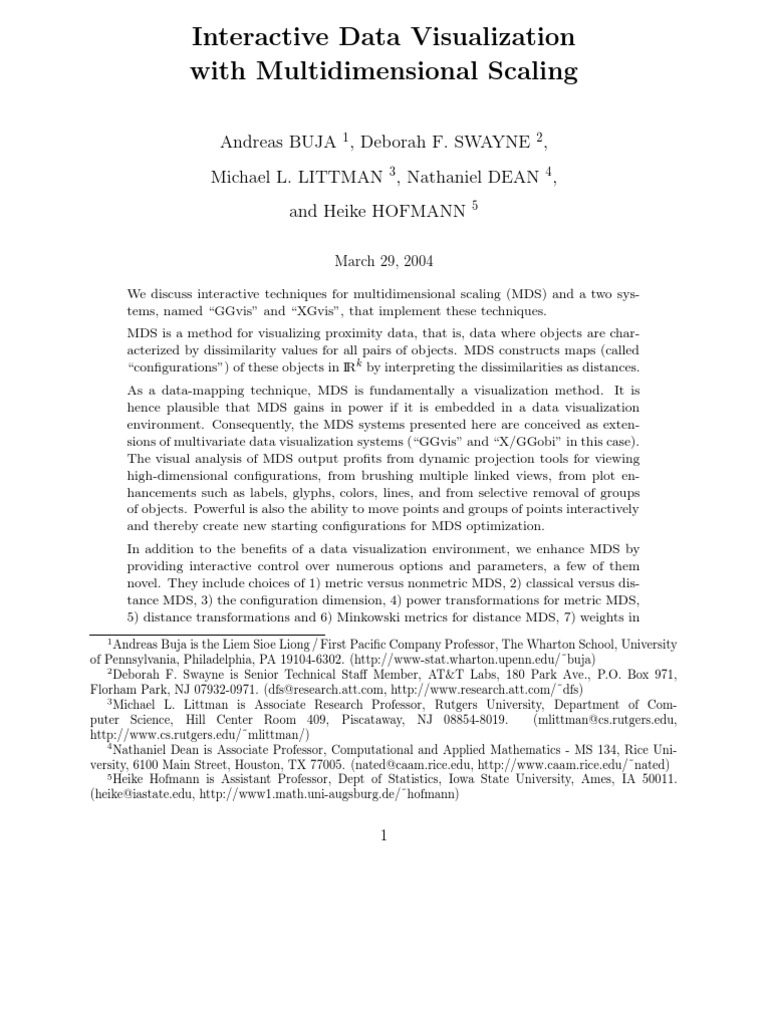 Interactive Data Visualization With Multidimensional Scaling | PDF | Distance | Mathematical ...