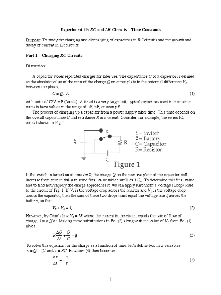 Time Constants in RC and LR Circuits | PDF | Inductor | Electrical Network