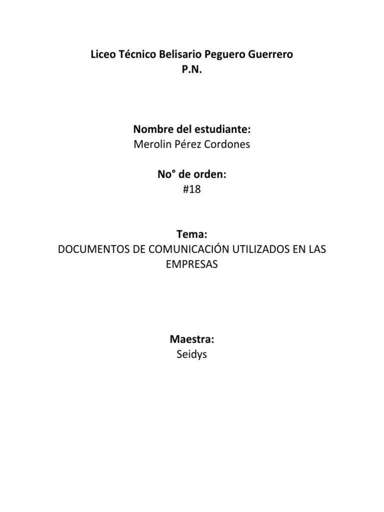 Documentos De La Comunicacion Empresarial Merolin 18 Pdf Pdf