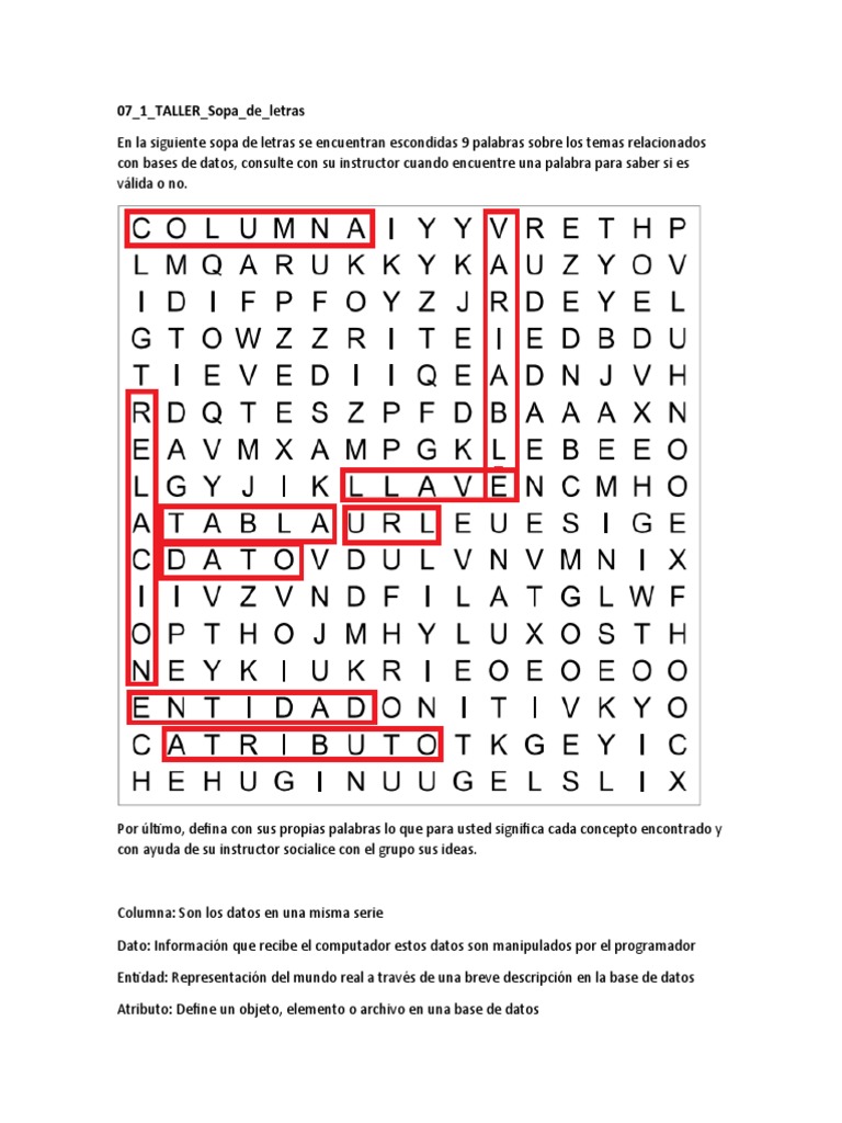 05 06 TALLER Sopa de Letras | PDF