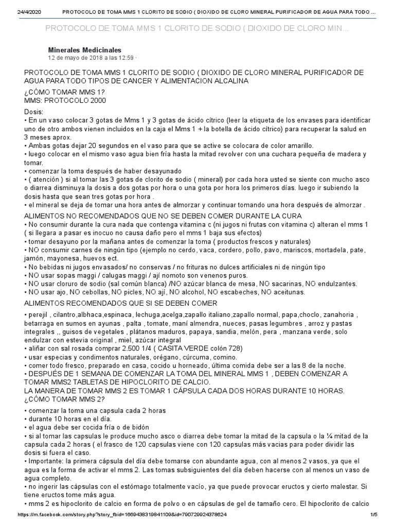 Protocolo MMS: Uso y Recomendaciones | PDF | Agua | Medicamentos con receta