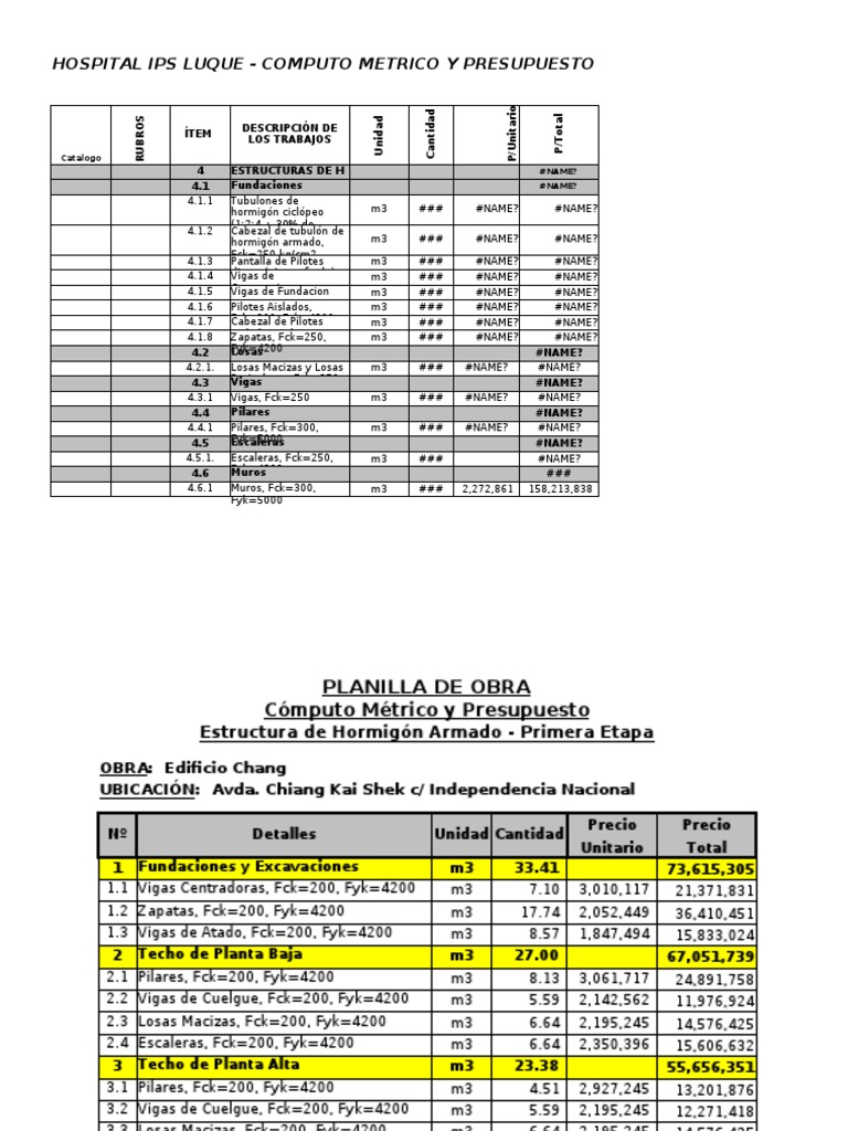 Computo Metrico HA Edificio Chang | PDF | Materiales de construcción | Sectores Economicos