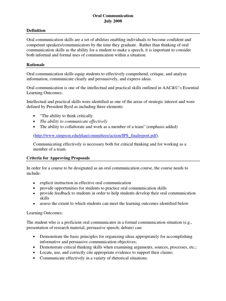 Oral Communication | PDF | Critical Thinking | Curriculum