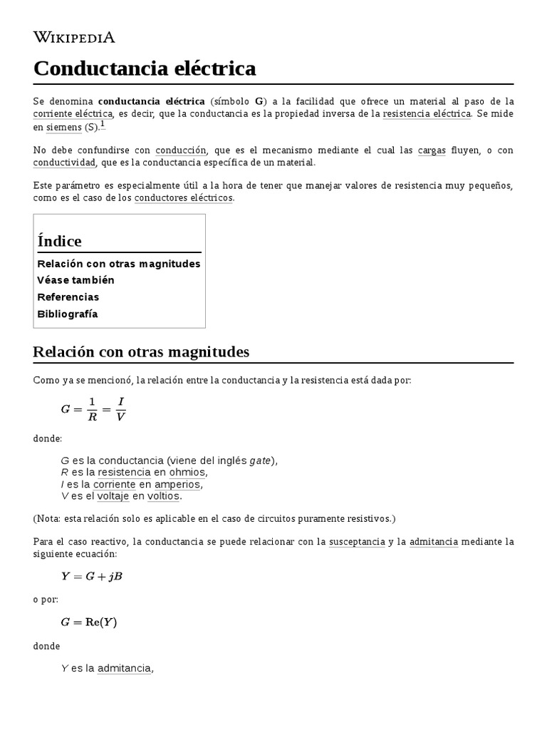 Conductancia Eléctrica | PDF