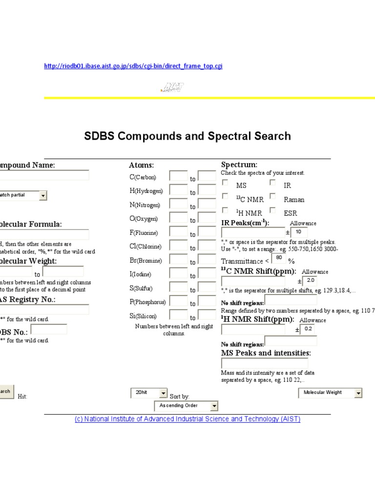 SDBS Compounds and Spectral Search | PDF | Spectroscopy | Absorption ...