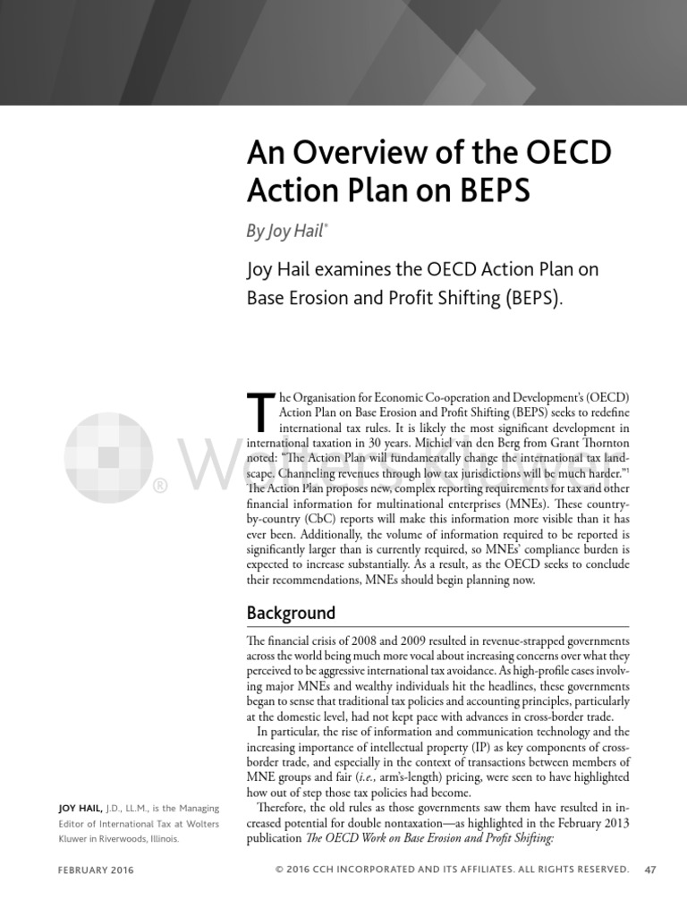 An Overview of The OECD Action Plan On BEPS | PDF | Taxes | World Economy