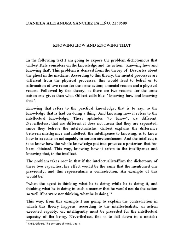 RYLE, Gilbert. The Concept of Mind. Cap. II | PDF | Metaphilosophy ...