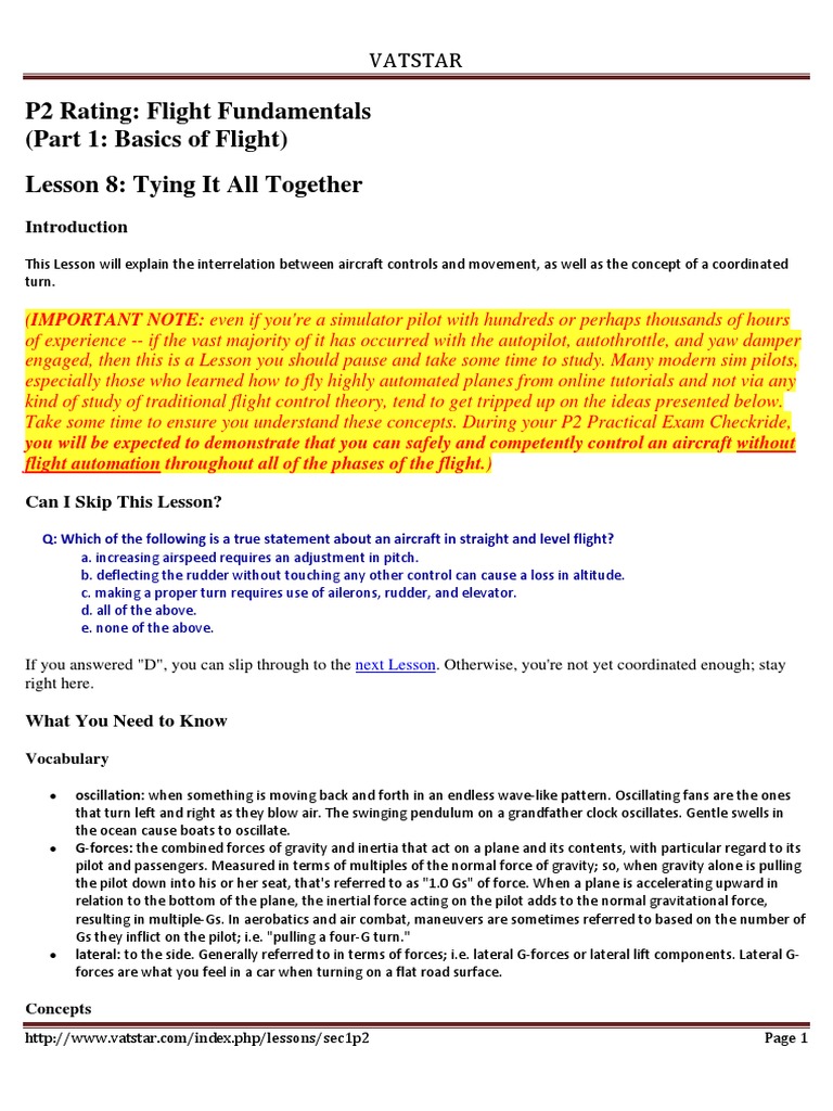 P2 Rating: Flight Fundamentals (Part 1: Basics of Flight) Lesson 8 ...