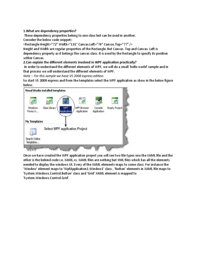 1.what Are Dependency Properties?: Note:-For This Sample We Have VS 2008 Express Edition | PDF ...