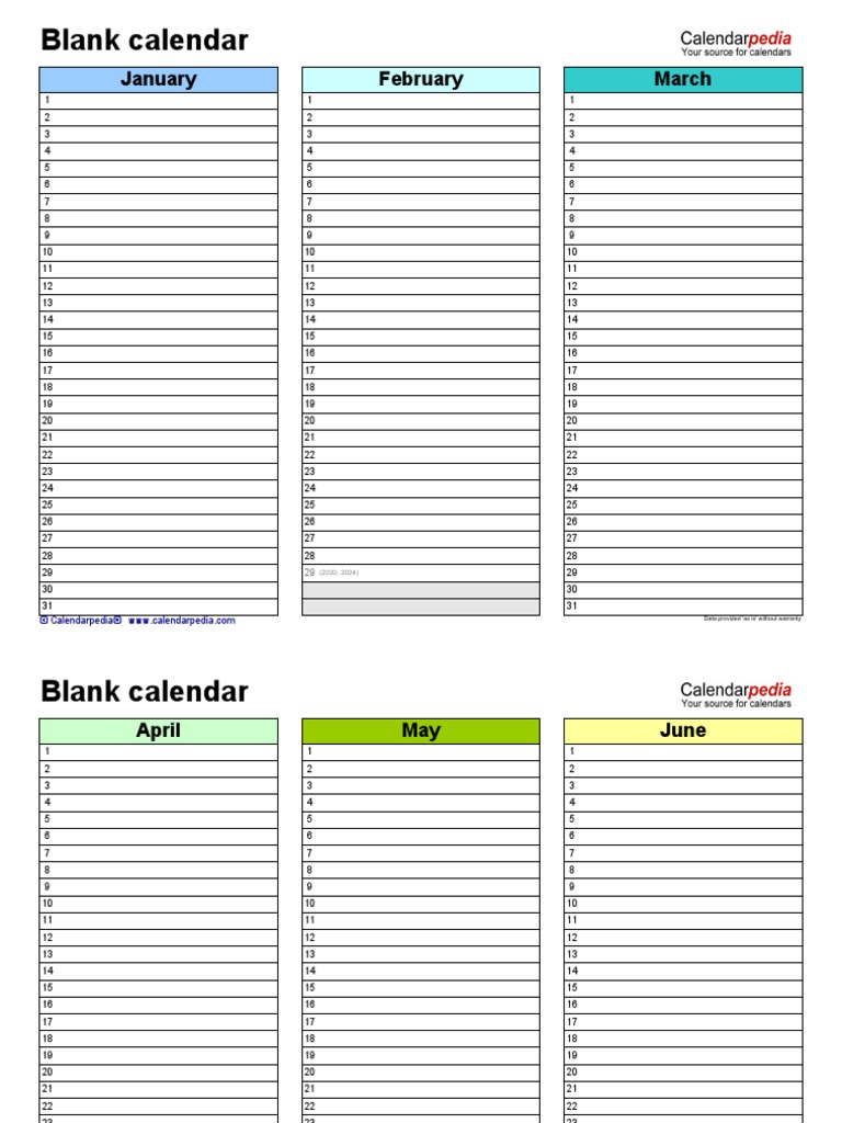 Blank Calendar: January February March | PDF