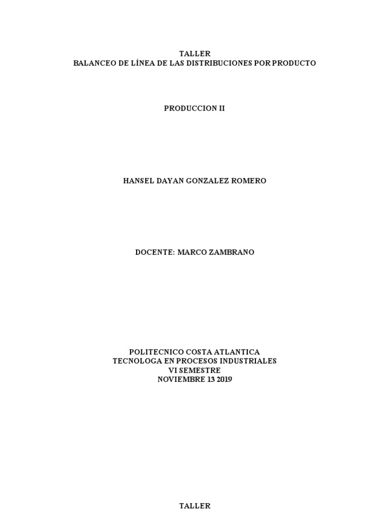 Balanceo de Línea en Producción Industrial | PDF | Enseñanza de ...