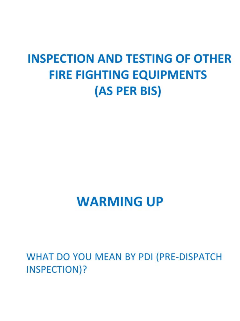 Inspection & Testing of Other Fire Fighting Equipments | PDF | Pump ...