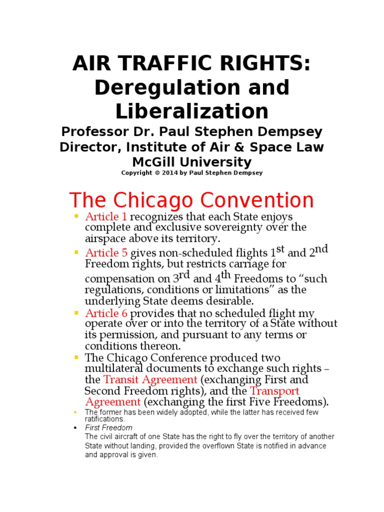 Air Traffic Rights: Deregulation and Liberalization: The Chicago ...