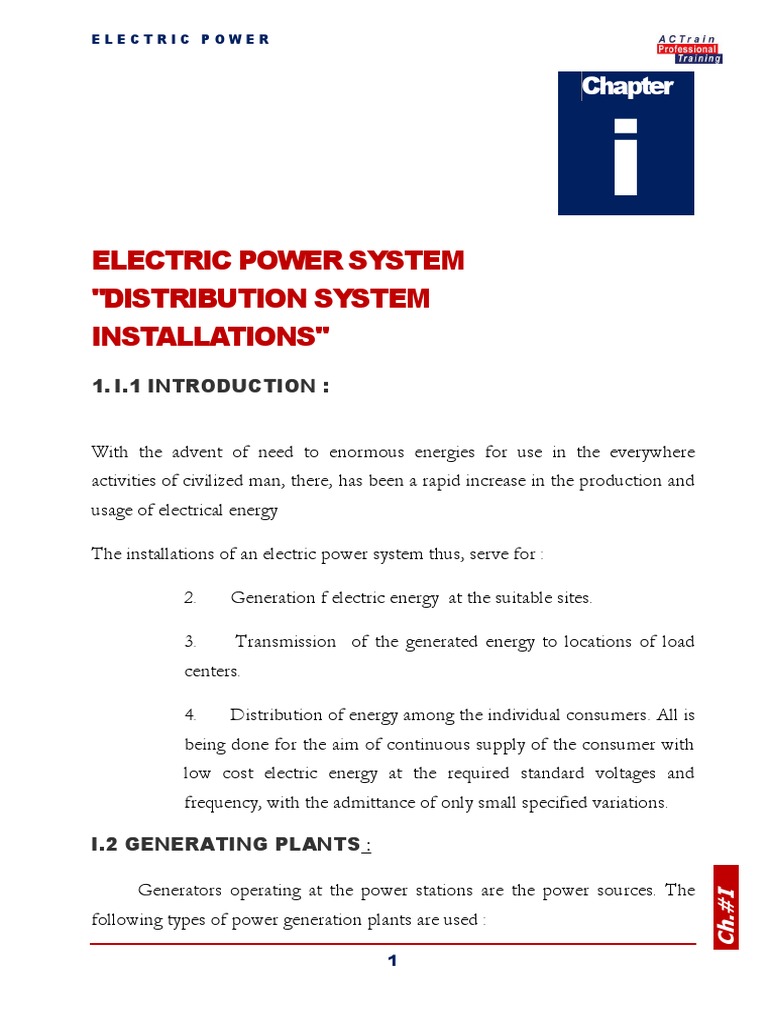 Electric Power System "Distribution System Installations" | Download ...