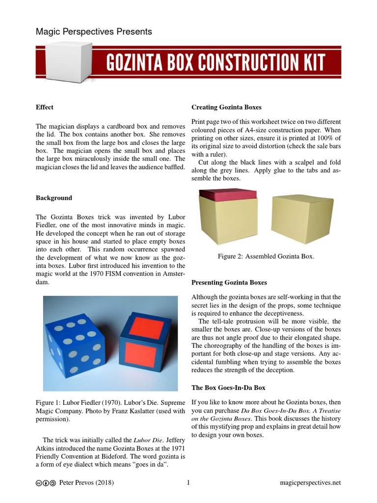 2018c Gozinta Box Construction Kit | PDF | Magic (Illusion)