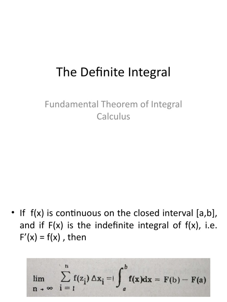 Fundamental Theorem of Integral Calculus | PDF