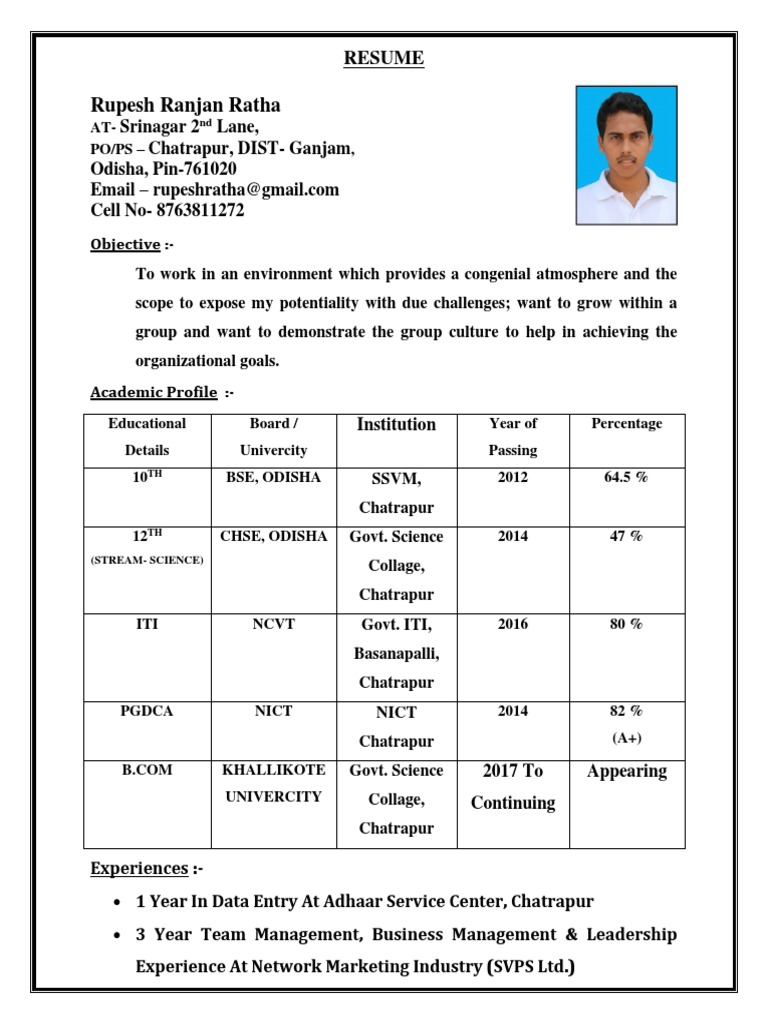 Rupesh Ranjan Ratha Resumes PDF | PDF | Communication | Psychological ...