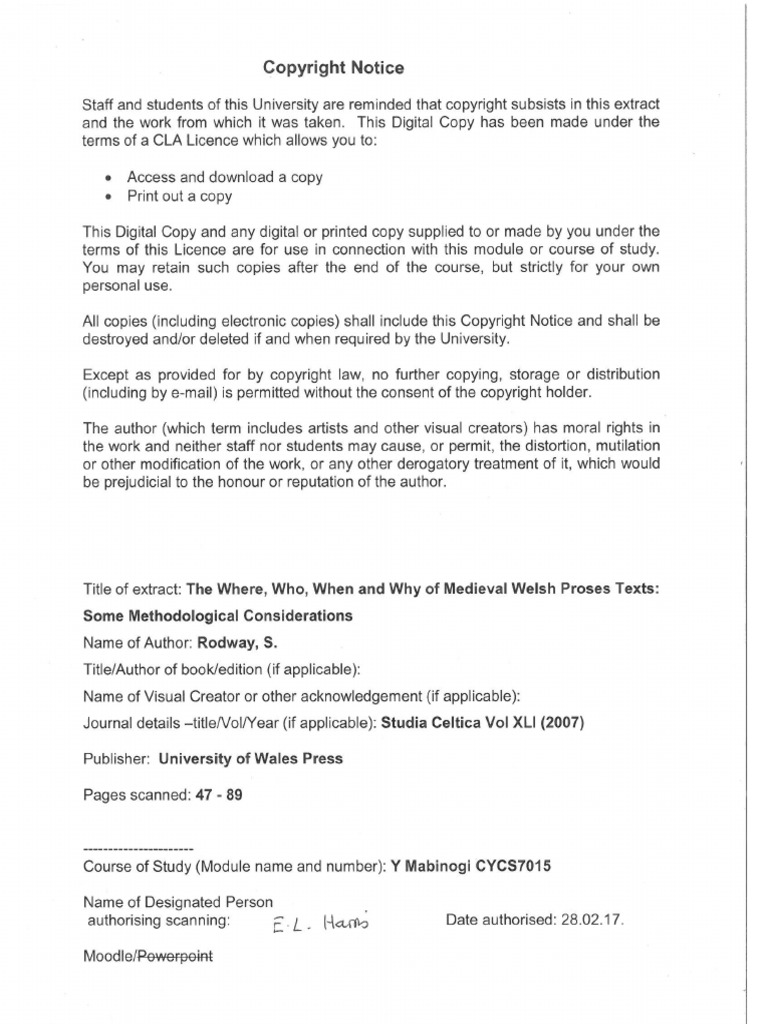 The Where, Who, When and Why of Medieval Welsh Prose Texts - Some ...