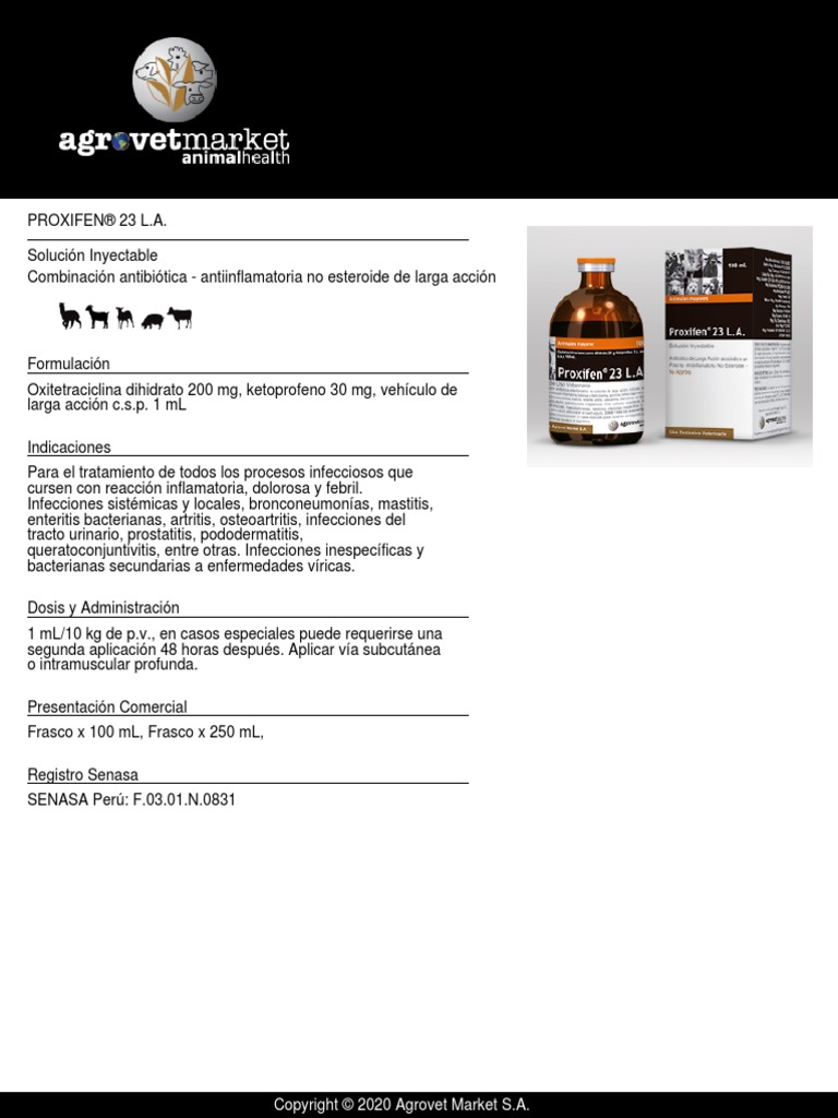 Proxifen 23 La Oxitetraciclina Dihidrato Ketoprofeno Antibiotico | PDF