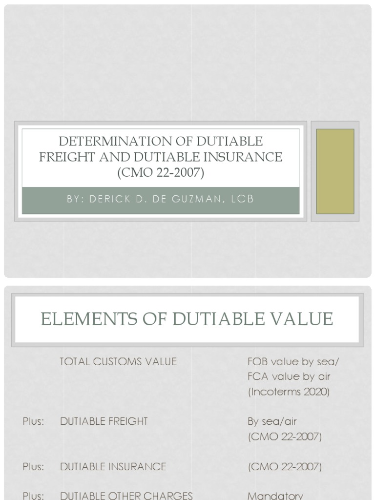 Components of Dutiable Value | PDF | Cargo | Logistics