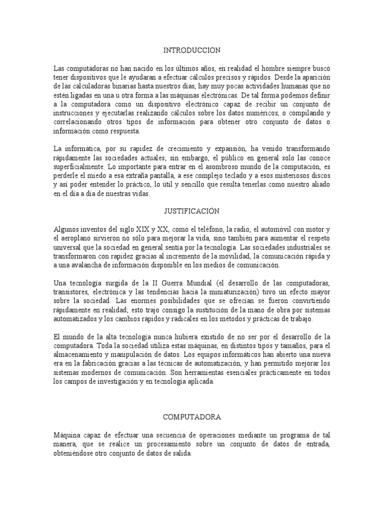 Introduccion A La Computadora | PDF | Hardware de la computadora ...