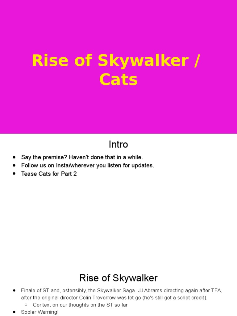 Rise of Skywalker - Cats | PDF | Star Wars | Works